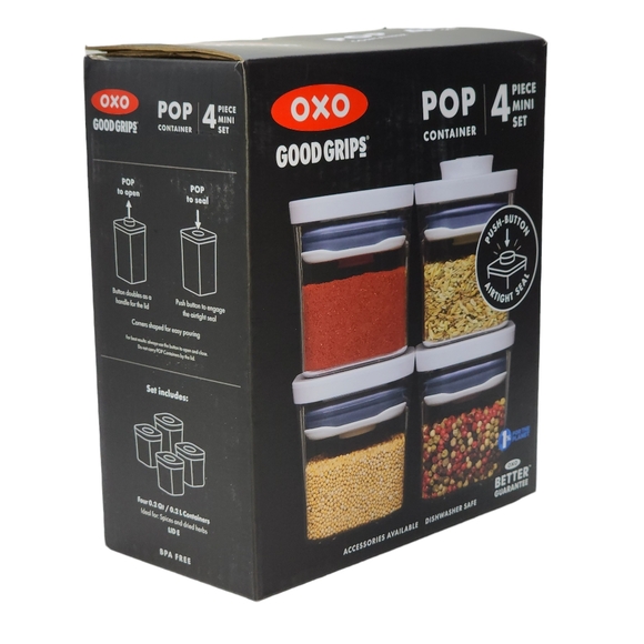 Oxo | Storage & Organization | Oxo Good Grips Set Of 4 Pop Square Mini Container 2qt | Poshmark